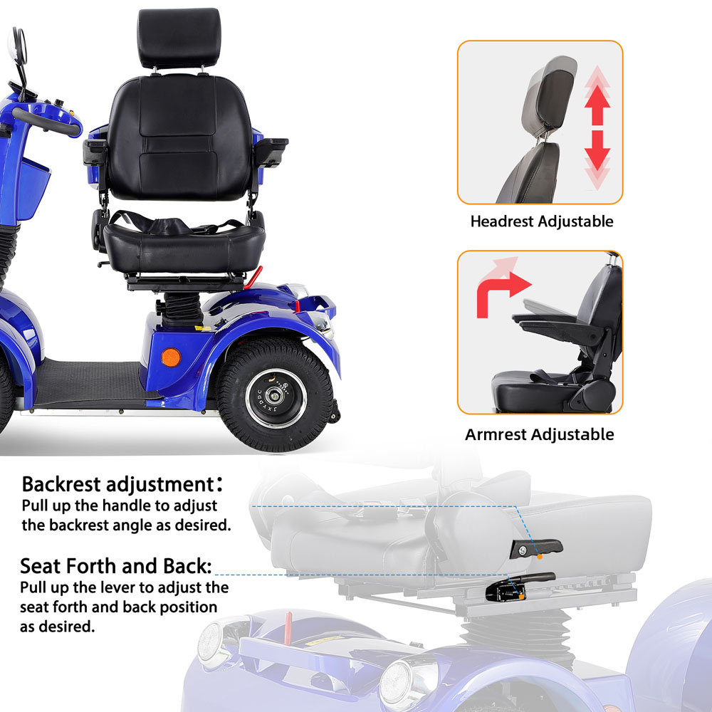 ZVGREEN BSH Blue Electric 4-Wheel Mobility Scooter