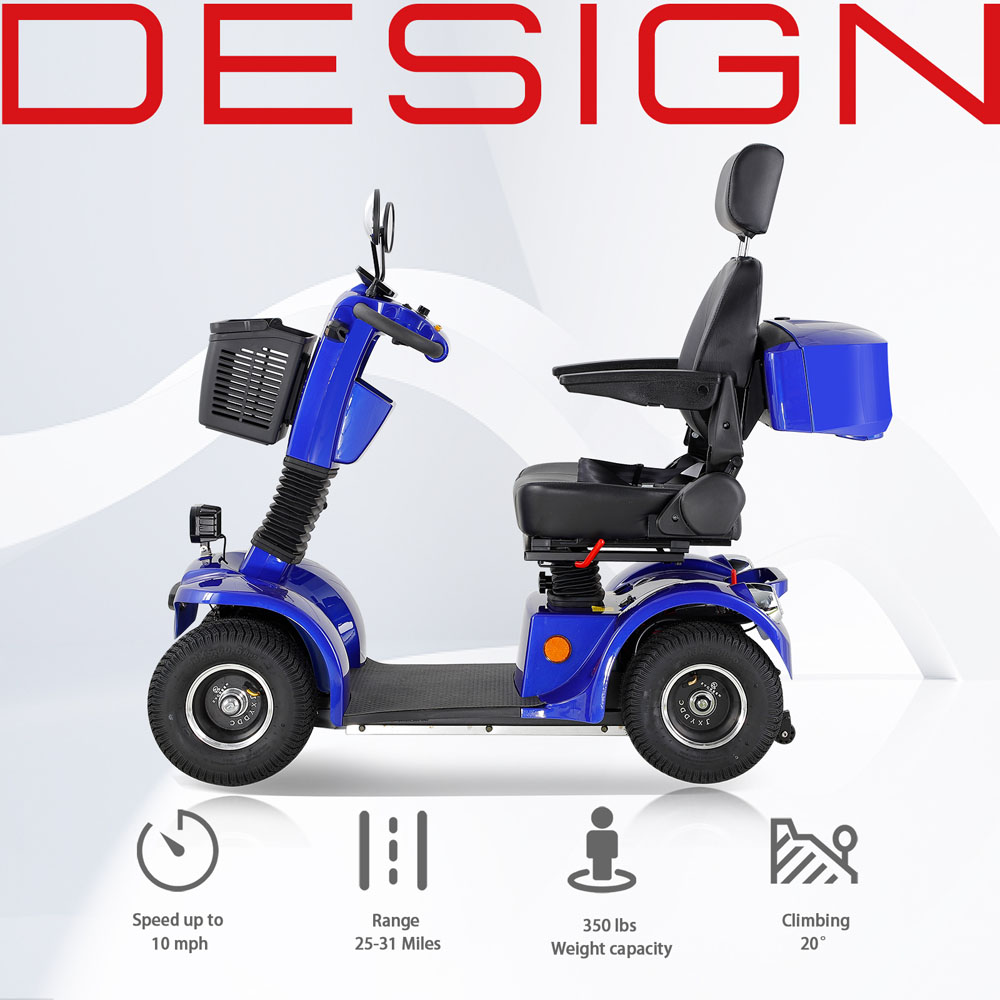 ZVGREEN BSH Blue Electric 4-Wheel Mobility Scooter